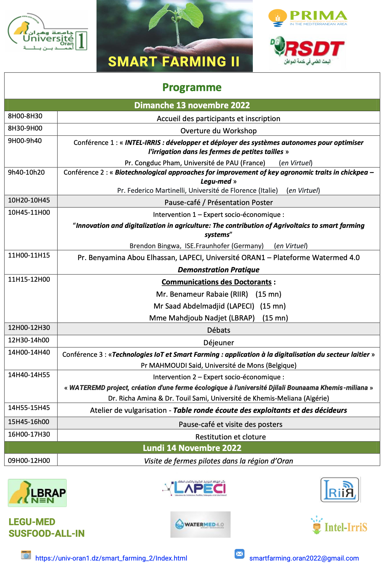 Smart Farming II at University of Oran 1 – INTEL-IRRIS